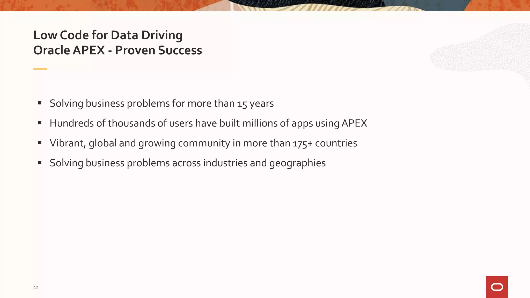Oracle APEX, Low Code for Data Driving Apps | PPTX | Web Development | Internet