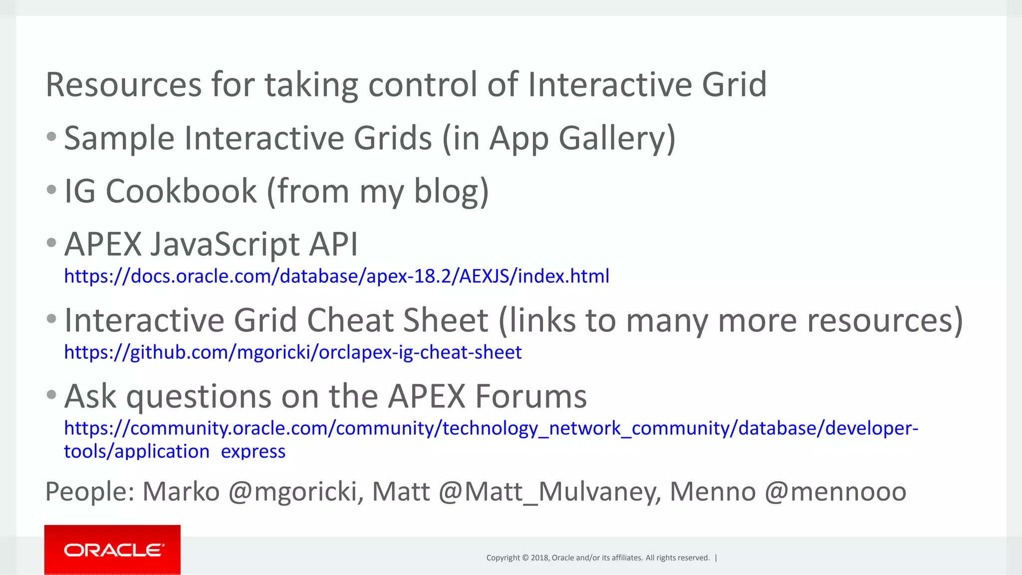 APEX Office Hours Interactive Grid Deep Dive | PPTX
