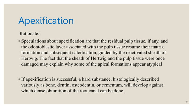 Apexogenesis and apexification.pptx endodontics final year | PPTX