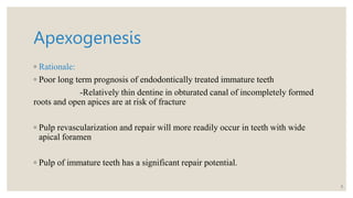 Apexogenesis and apexification.pptx endodontics final year | PPTX