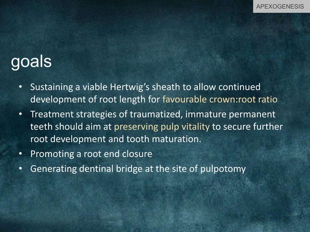 Apexogenesis & apexification | PPTX | Dental Health | Diseases and ...