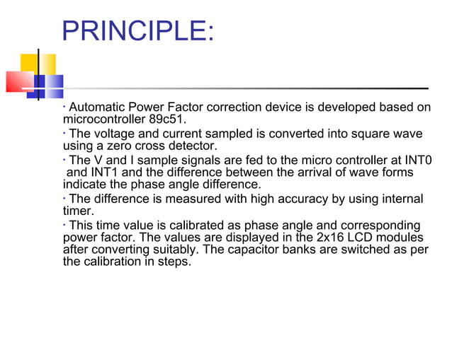Automatic Power Factor Correction Using Microcontroller 8051 Ppt