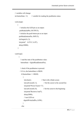 Automatic Power Factor Corrector Using Arduino report | PDF
