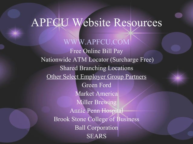 APFCU - A great employee benefit. | PPT