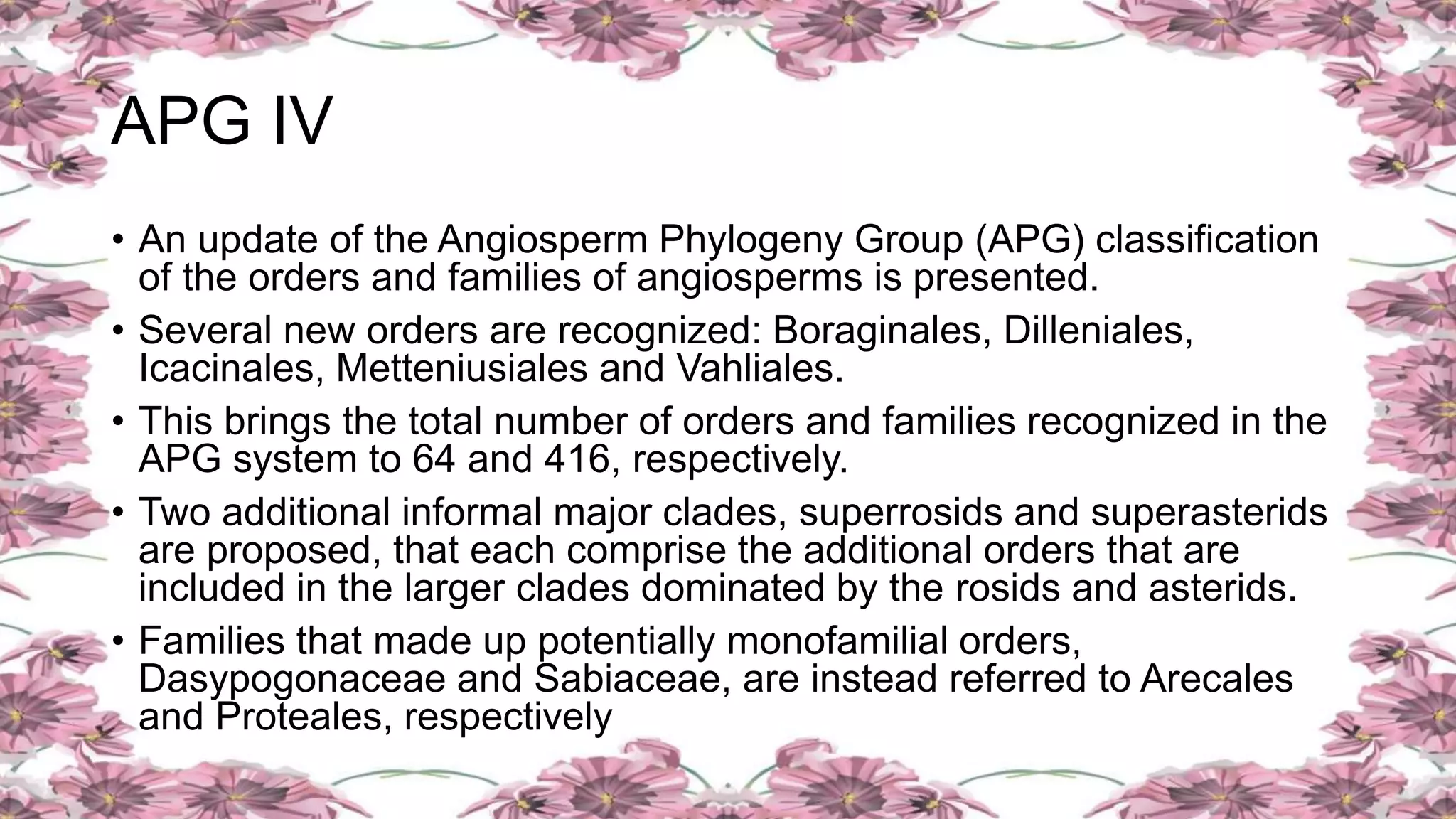 Angiosperm Phylogeny Group from 1 to 4 | PPTX