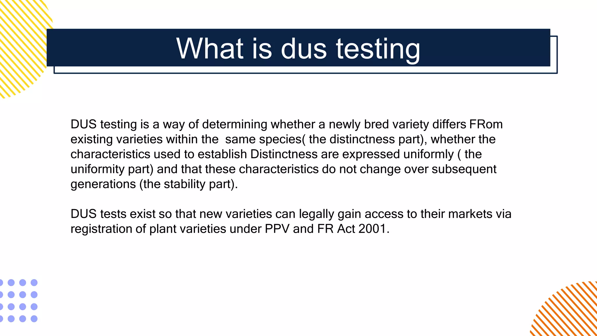 Genetic purity & DUS test , PPV&FRA | PPTX