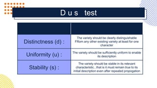 Genetic purity & DUS test , PPV&FRA | PPTX
