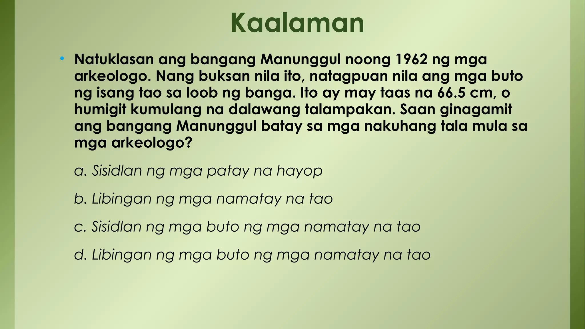 K to 12 AP Grade 7 Sample Test Questions ppt | PPT