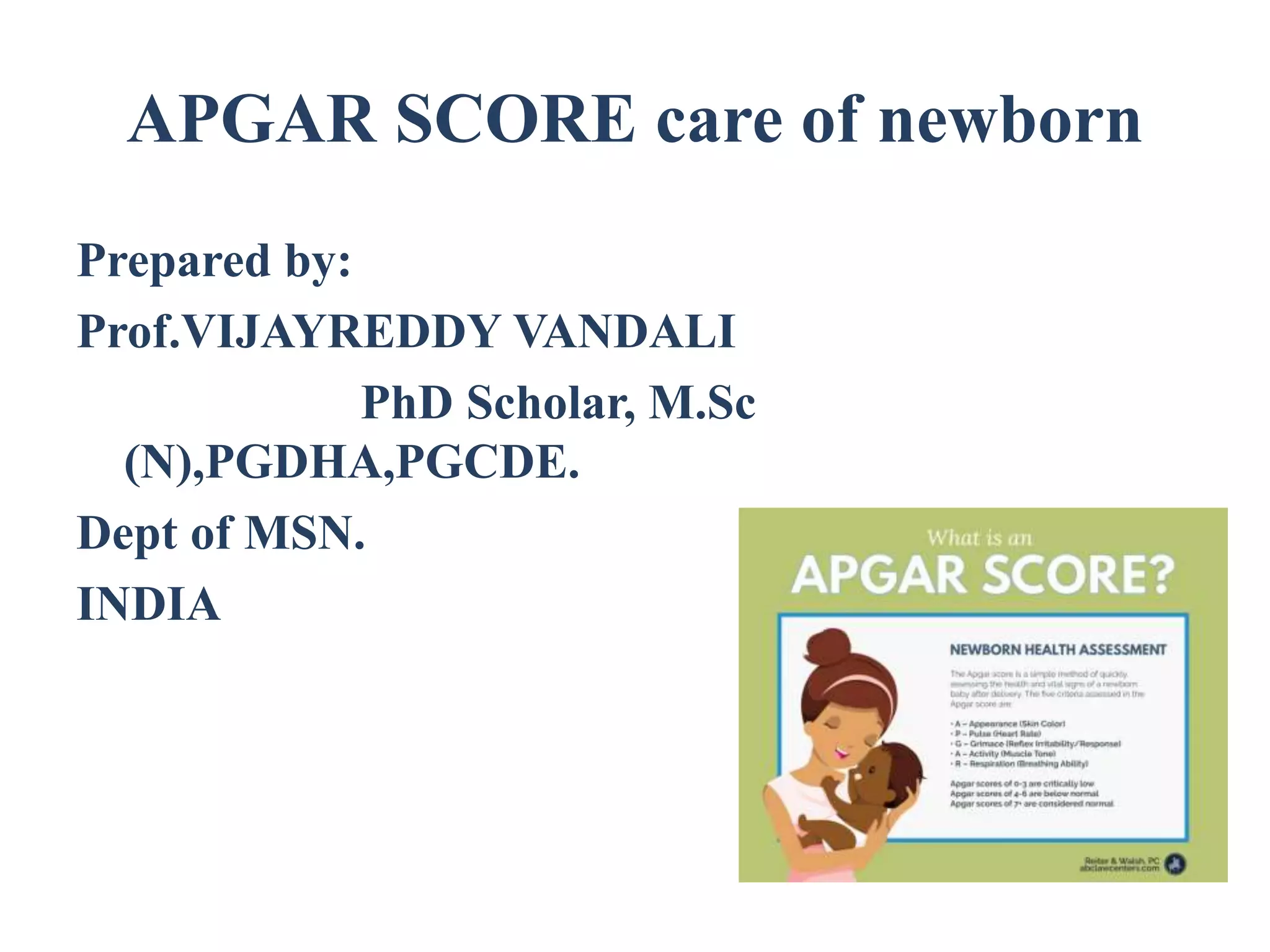 Apgar score care of newborn ppt | PPTX