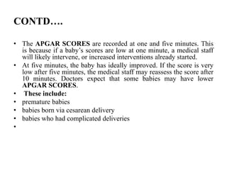 Apgar score care of newborn ppt | PPTX