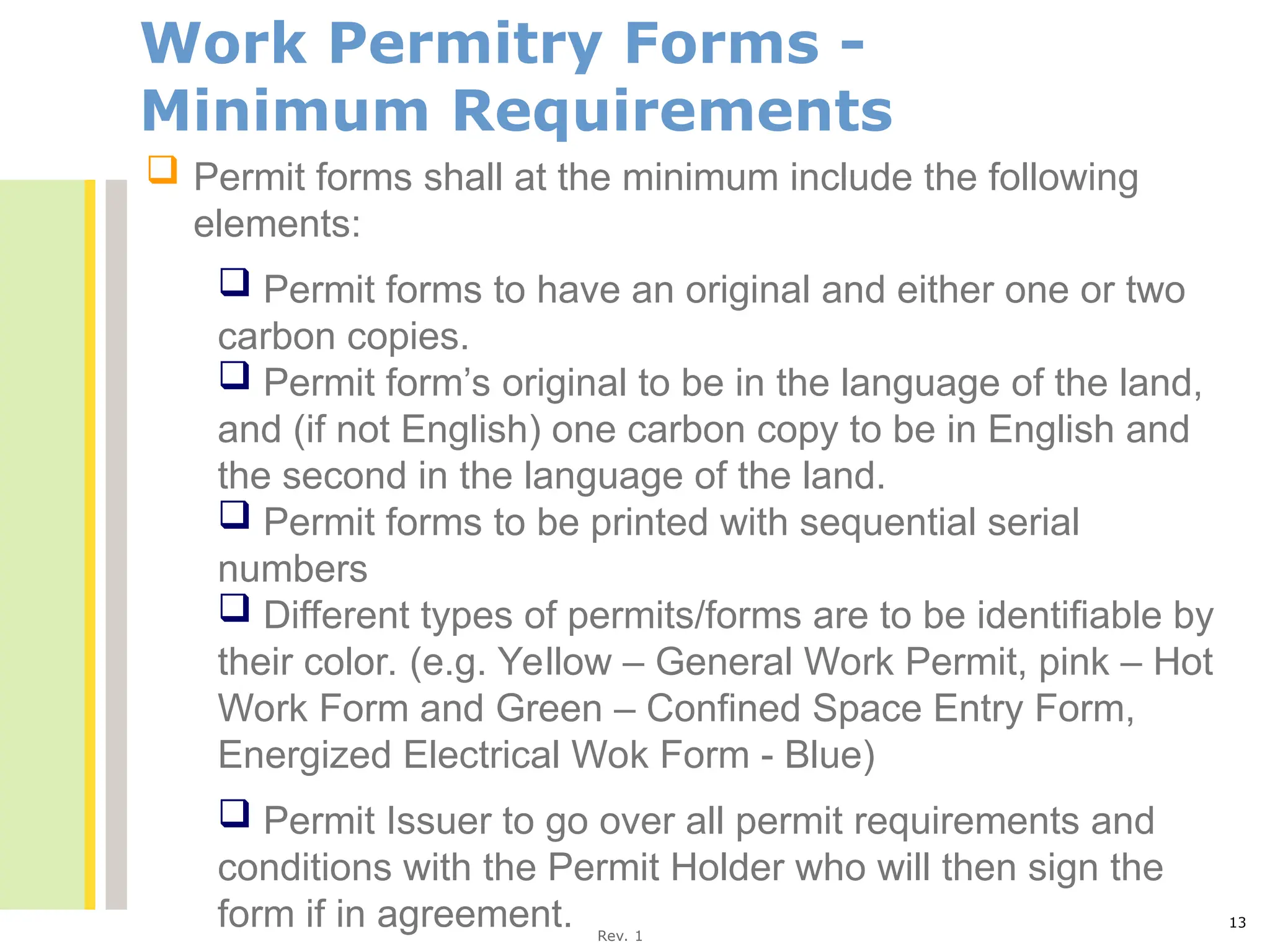 Permit To Work for all work for site and refinery | PPT