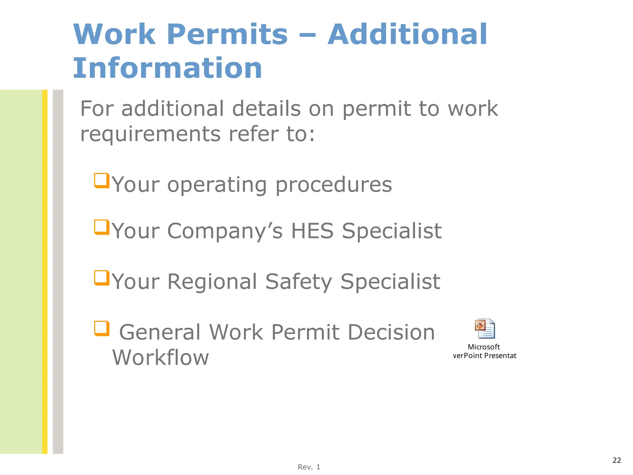 Permit To Work for all work for site and refinery | PPT