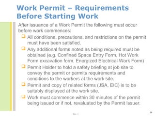 Permit To Work for all work for site and refinery | PPT