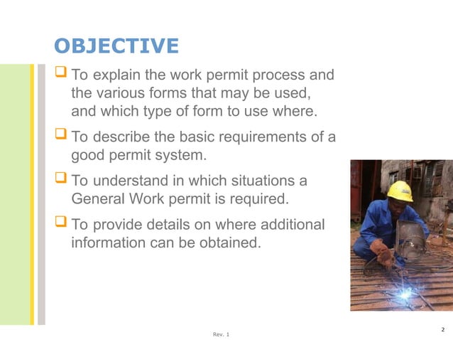 Permit To Work for all work for site and refinery | PPT