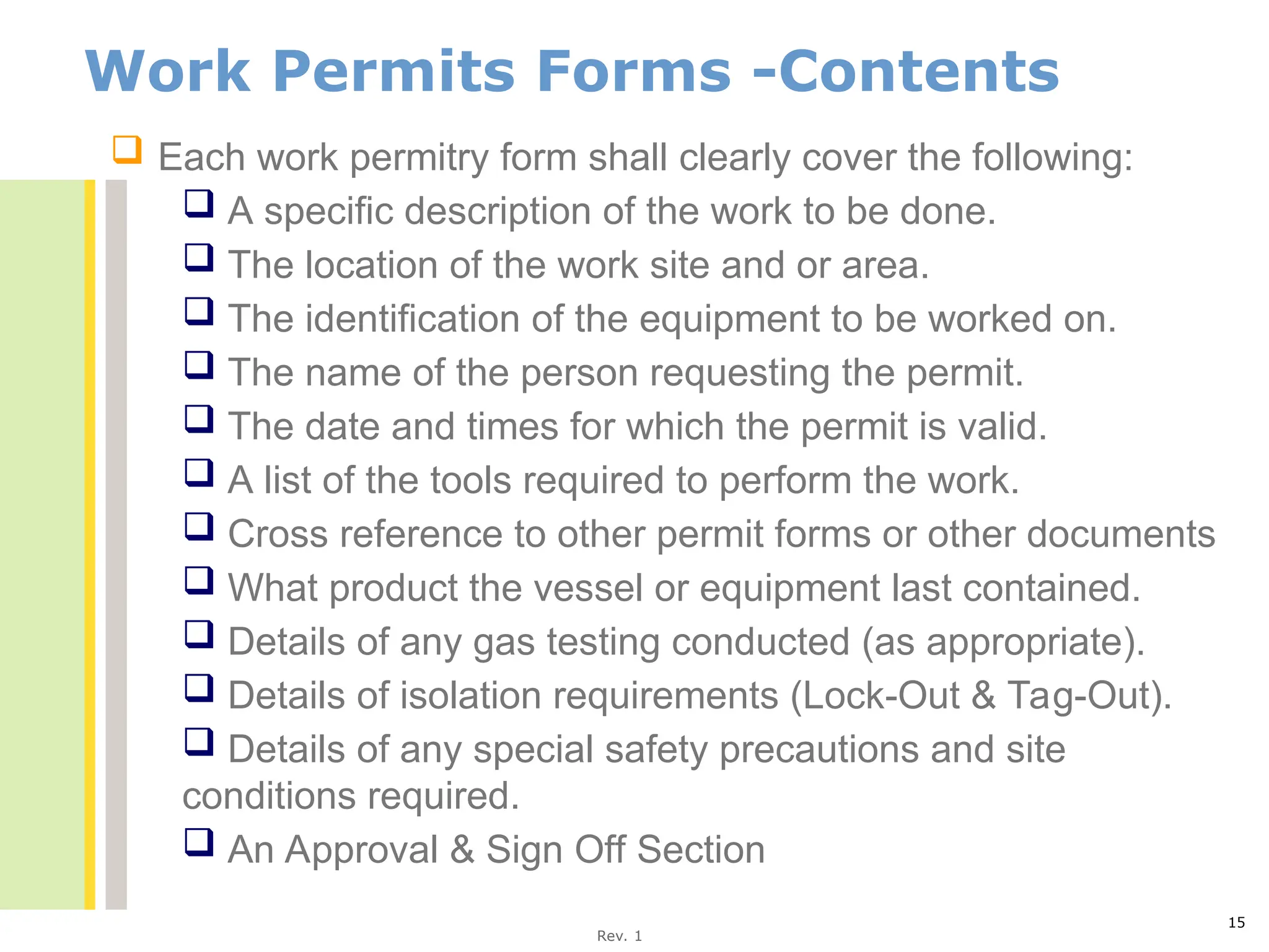 General or Cold work permit to work procedures | PPT