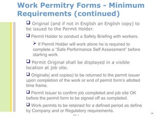 General or Cold work permit to work procedures | PPT