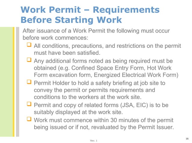General or Cold work permit to work procedures | PPT