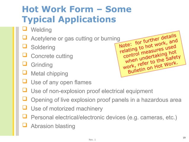 General or Cold work permit to work procedures | PPT