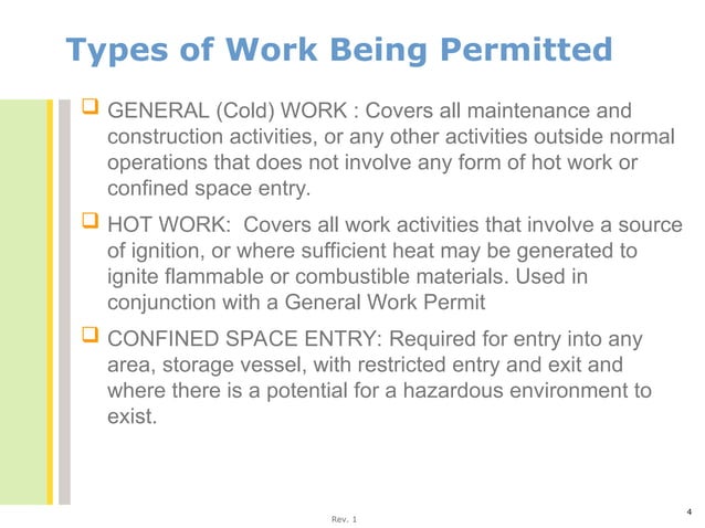 General or Cold work permit to work procedures | PPT