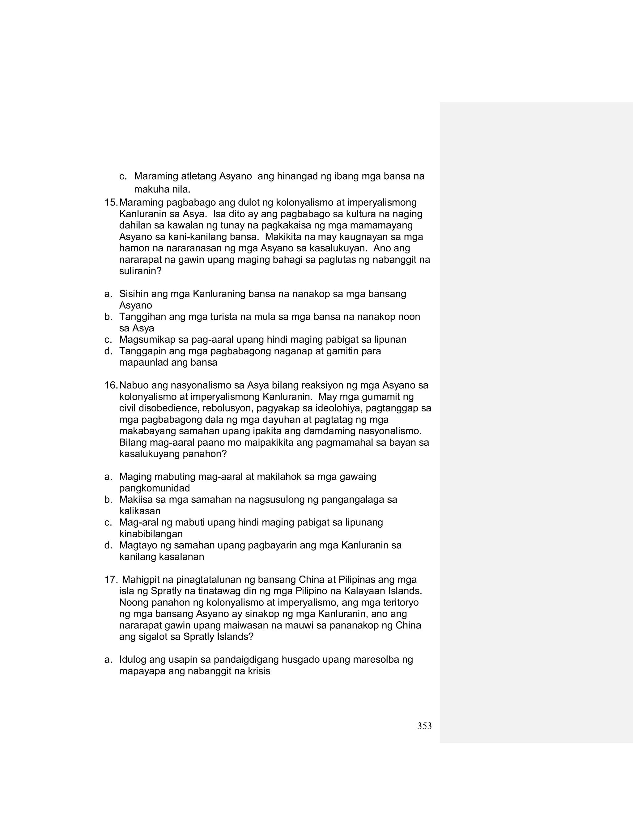 Araling Panlipunan Grade 8 Fourth Quarter Module | PDF