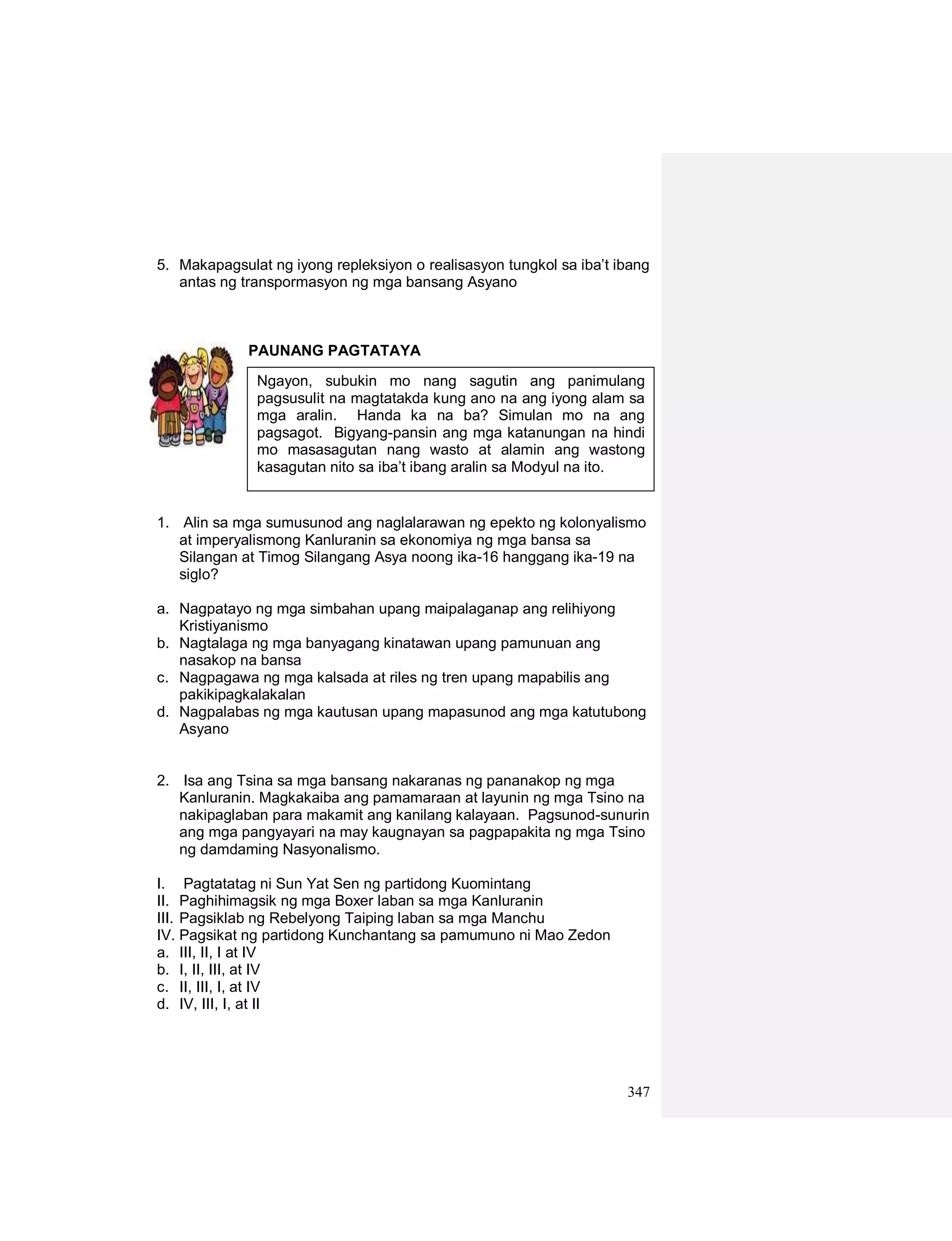 Araling Panlipunan Grade 8 Fourth Quarter Module | PDF