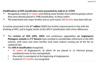 APG systems of Plant Classification (I, II, III, IV- The modern plant ...