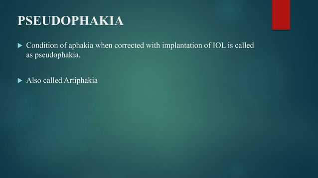 Aphakia and pseudophakia | PPTX | Eye and Vision Conditions | Diseases ...