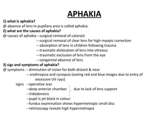 What is Aphakia? Causes, Symptoms, and Correction Methods | PPT