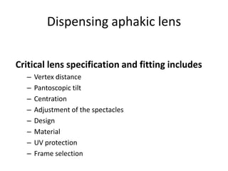 Aphakic spectacle dispensing | PDF