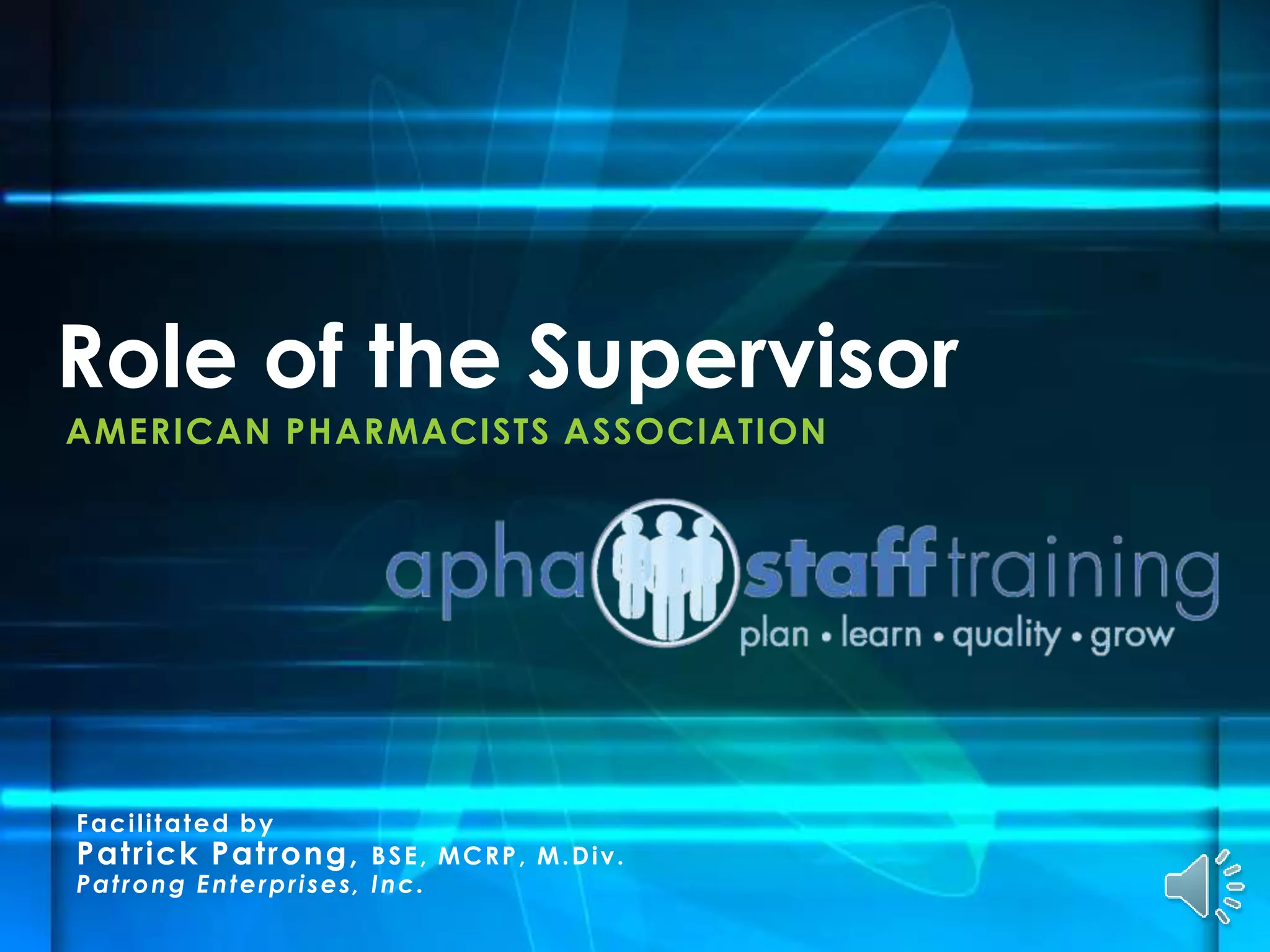 Role of the Supervisor 2015 | PPTX