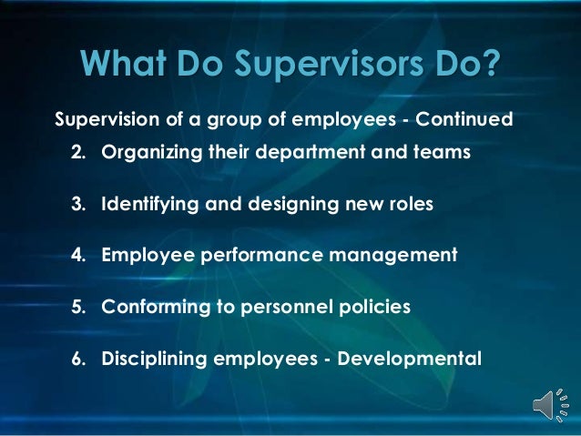 Role of the Supervisor 2015