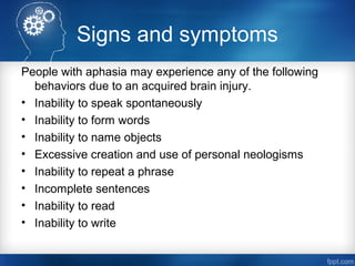 Broca's aphasia- neurolinguistics- kiran nazir | PPT | Brain and ...