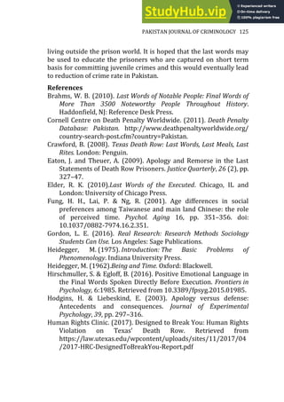 A Phenomenological Analysis Of Death Row Inmates Last Words | PDF