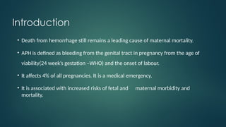 Antepartum Haemorrhage Causes and Management | PPTX