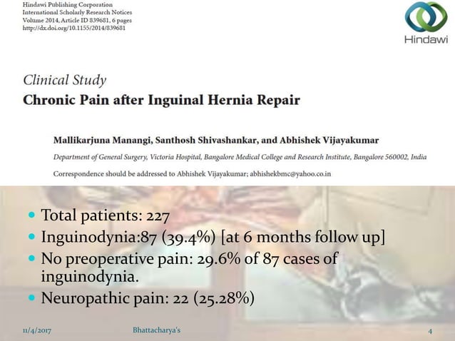 Inguinodynia: Chronic pain after inguinal hernia surgery by Dr. Avisak ...