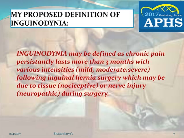 Inguinodynia: Chronic pain after inguinal hernia surgery by Dr. Avisak ...