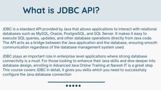 About JDBC[Java Database Connectivity] API | PDF