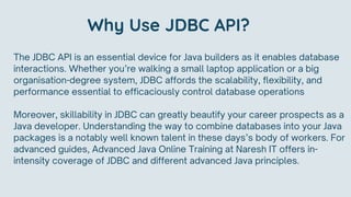 About JDBC[Java Database Connectivity] API | PDF