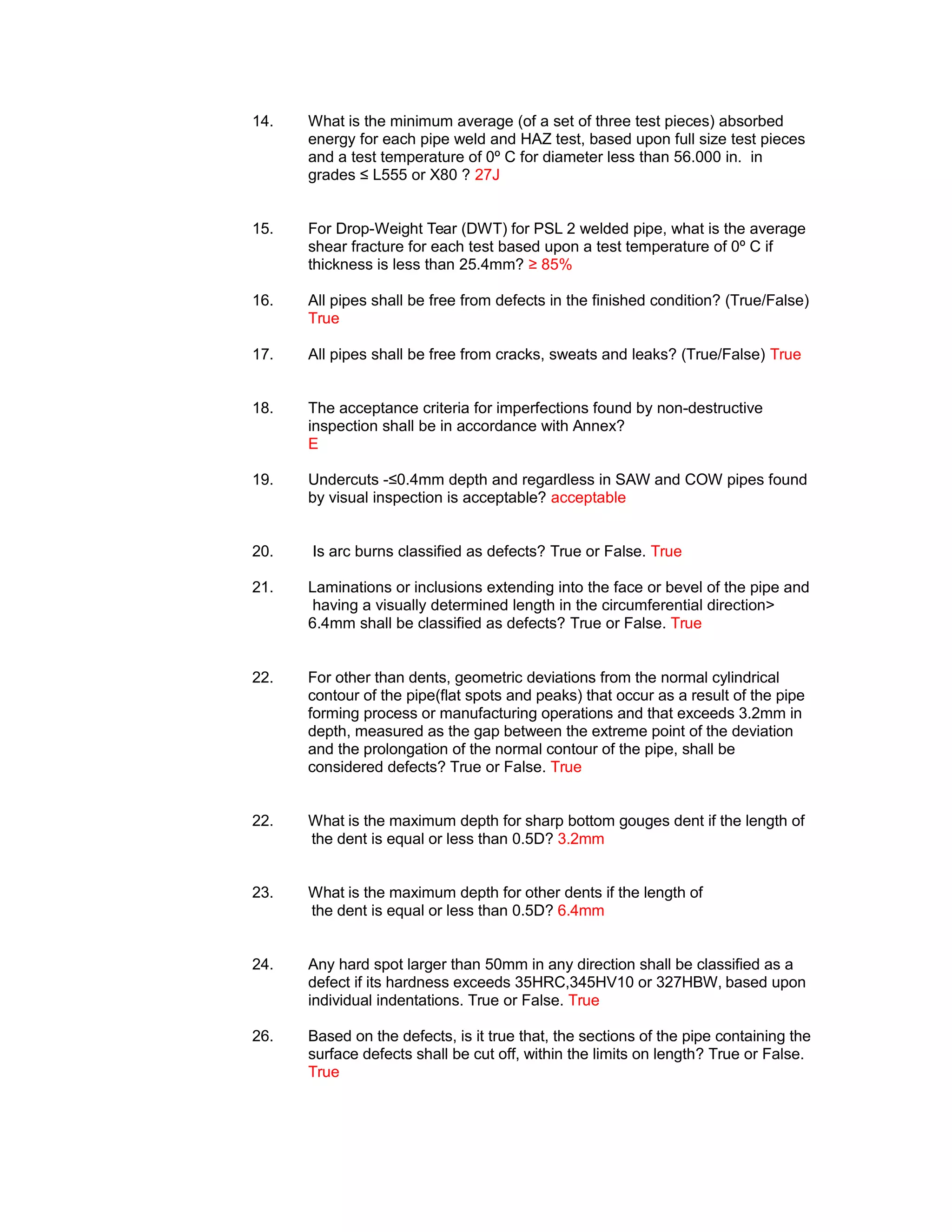 Api 5l-practice-questions and answers | PDF
