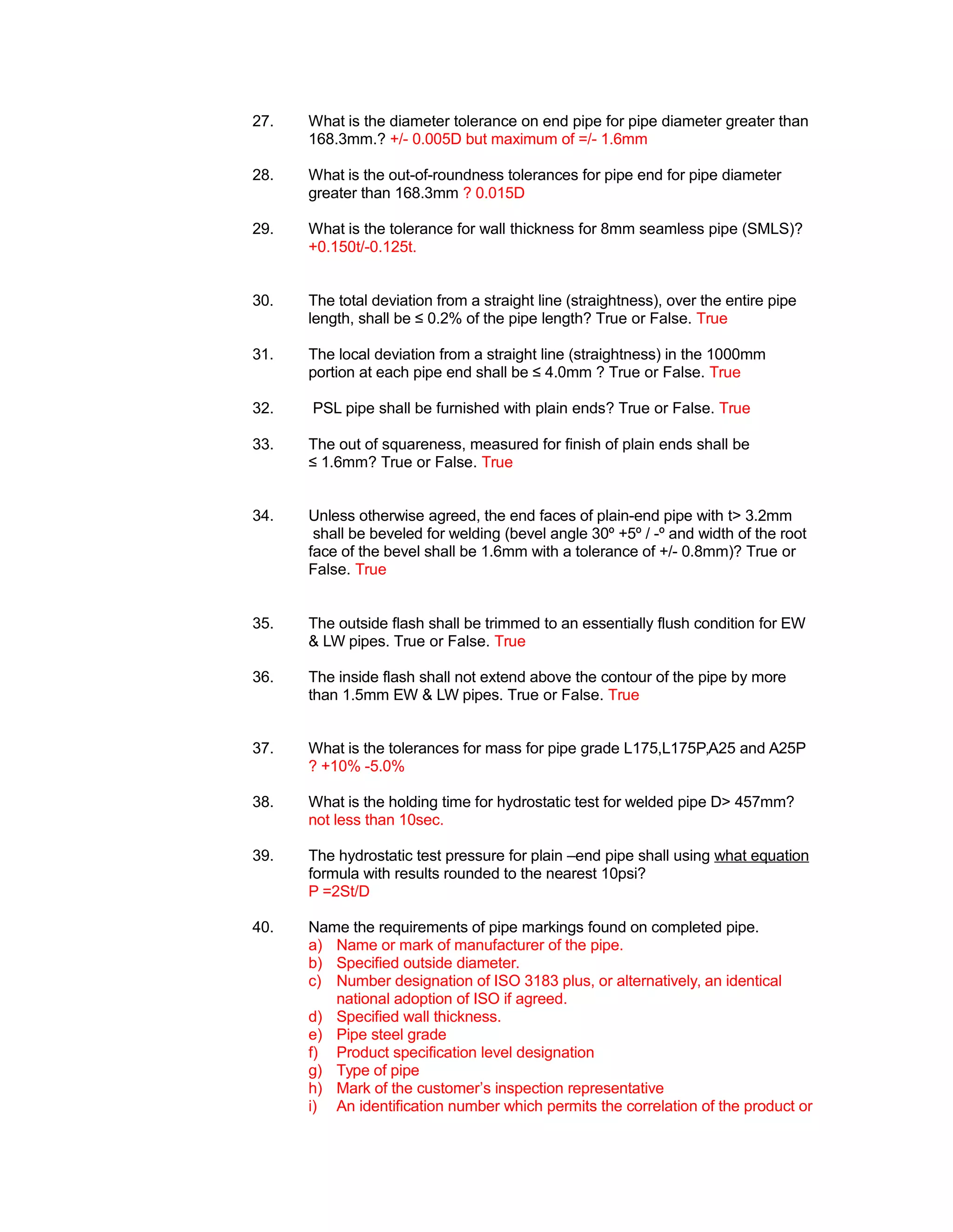 Api 5l-practice-questions and answers | PDF