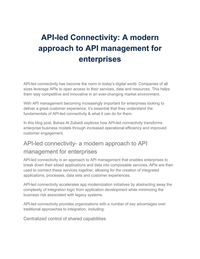API-led Connectivity_ A modern approach to API management for enterprises.pdf | Cloud Computing ...