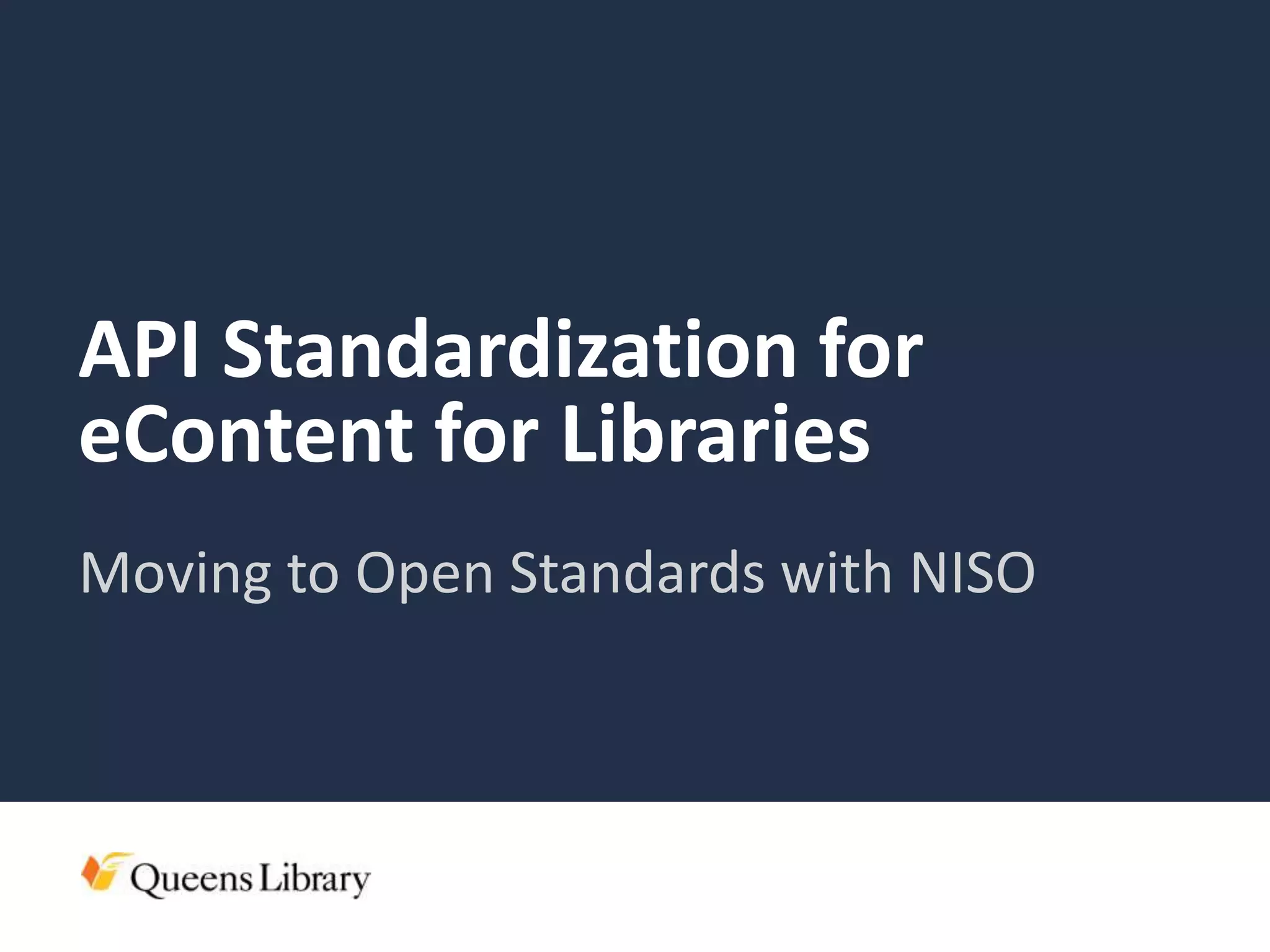 API Standardization For eContent Presentation @ LITA Forum 2016 Conference | PPT