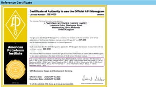 API 20E Bolting Requirements and Qualifications | PPTX