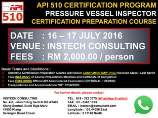 API 510 PRESSURE VESSEL INSPECTOR : FULL CERTIFICATION PREPARATION COURSE | PPTX