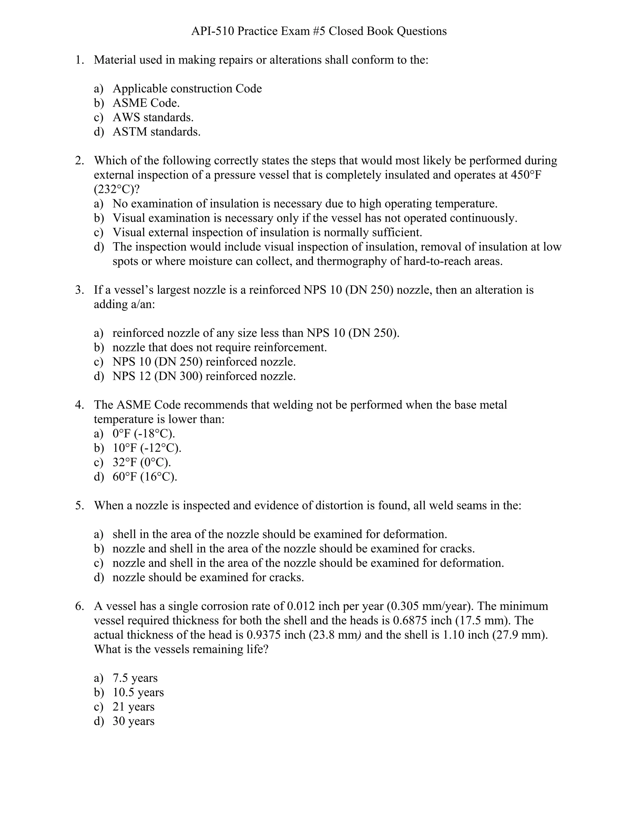 API 510 Practice Exam #5 CLOSE BOOK Questions.pdf