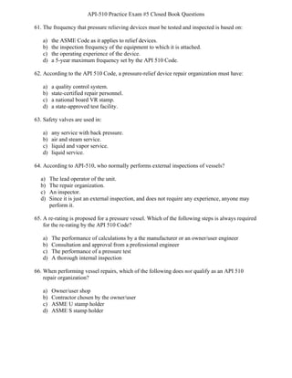 API 510 Practice Exam #5 CLOSE BOOK Questions.pdf