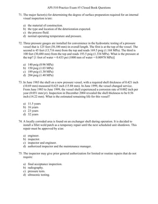 API 510 Practice Exam #5 CLOSE BOOK Questions.pdf
