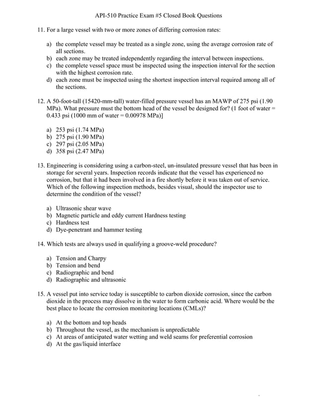 API 510 Practice Exam #5 CLOSE BOOK Questions.pdf