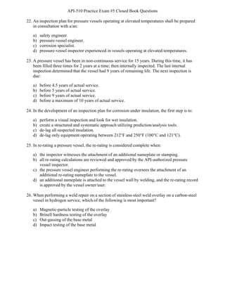 API 510 Practice Exam #5 CLOSE BOOK Questions.pdf