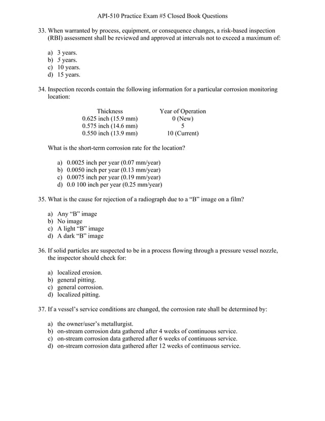 API 510 Practice Exam #5 CLOSE BOOK Questions.pdf
